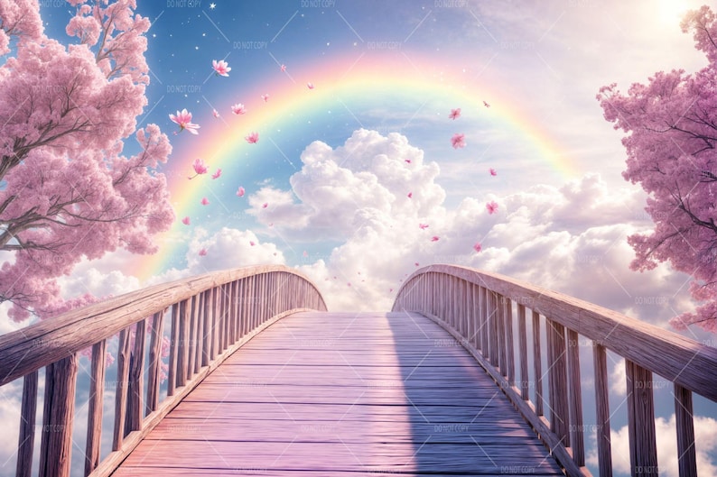 Rainbow Bridge Digital Backdrop, Pets Memorial Background, Pet Loss ...
