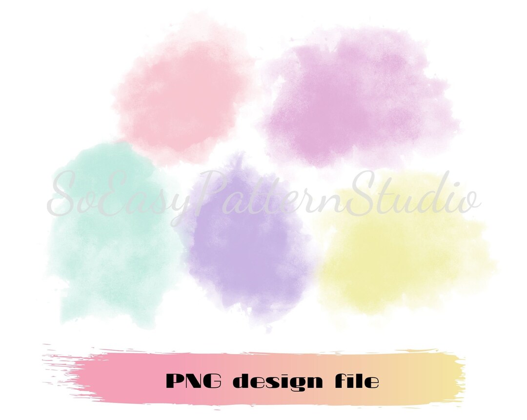 Watercolor Splashes Png Bundle, Brush Stroke Clipart, Pastel Brush ...