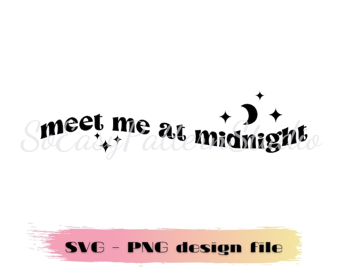 Meet Me at Midnight, Midnight SVG PNG JPG, Clock Svg, Midnight Png ...
