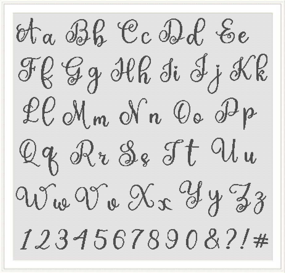 Alphabet Cross Stitch Pattern Calligraphy Font Letters Cross - Etsy