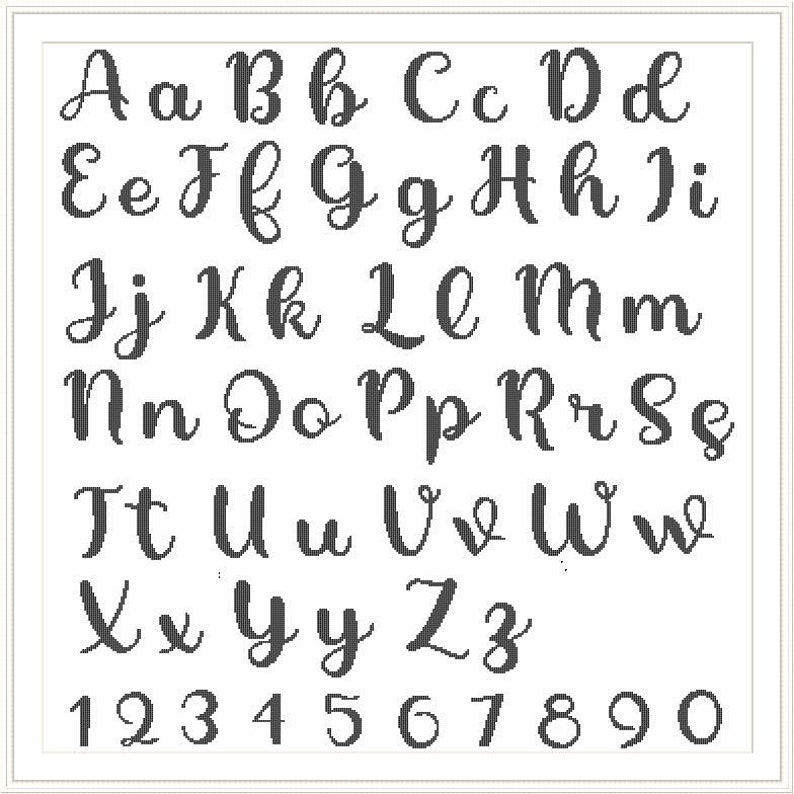 Alphabet Cross Stitch Pattern Calligraphy Font Letters Cross | Etsy