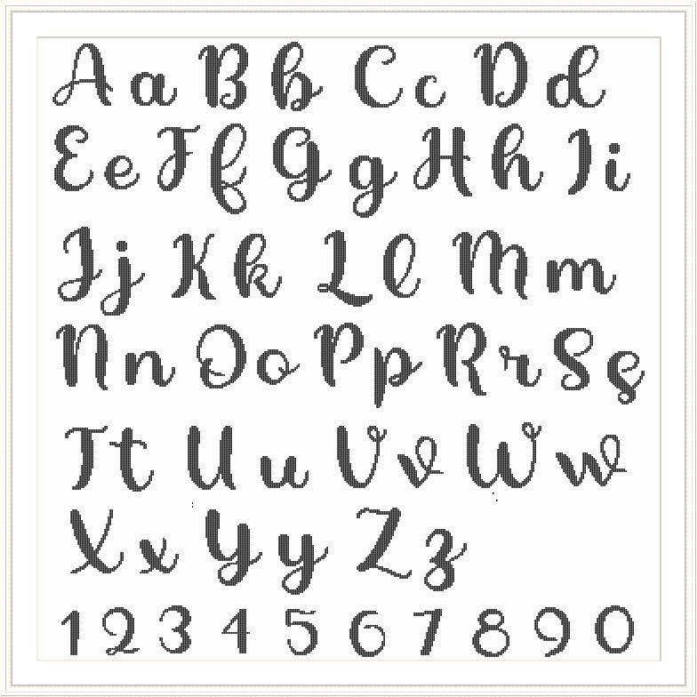 Alphabet Cross Stitch Pattern Calligraphy Font Letters Cross - Etsy