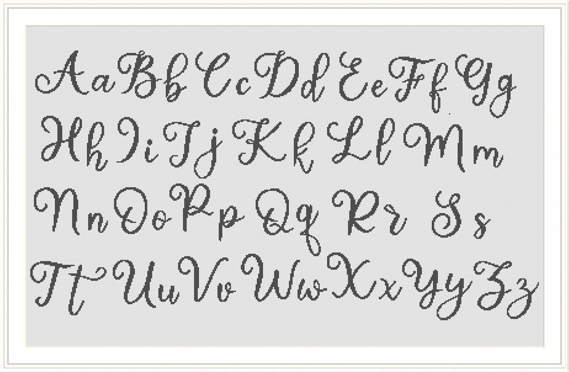Alphabet Cross Stitch Pattern Calligraphy Font Letters Cross | Etsy