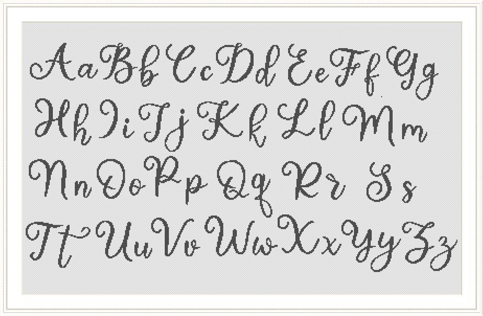 Alphabet Cross Stitch Pattern Calligraphy Font Letters Cross - Etsy