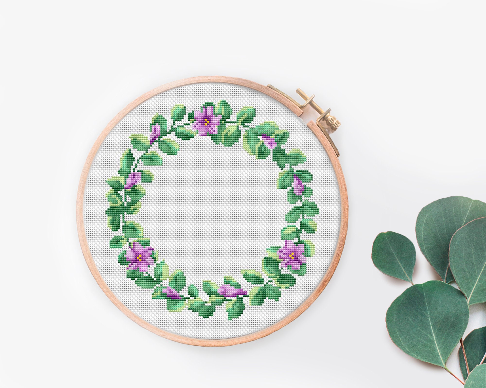Flower Border Cross Stitch Pattern PDF Floral Wreath Modern | Etsy