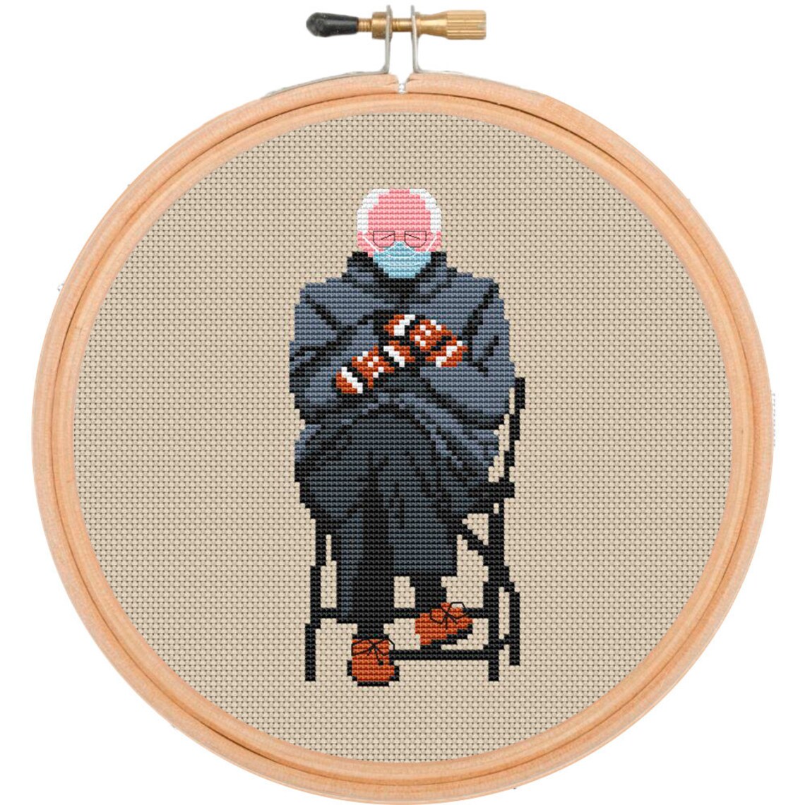 Bernie Sanders Cross Stitch Pattern Bernie Mittens Inauguration Modern ...