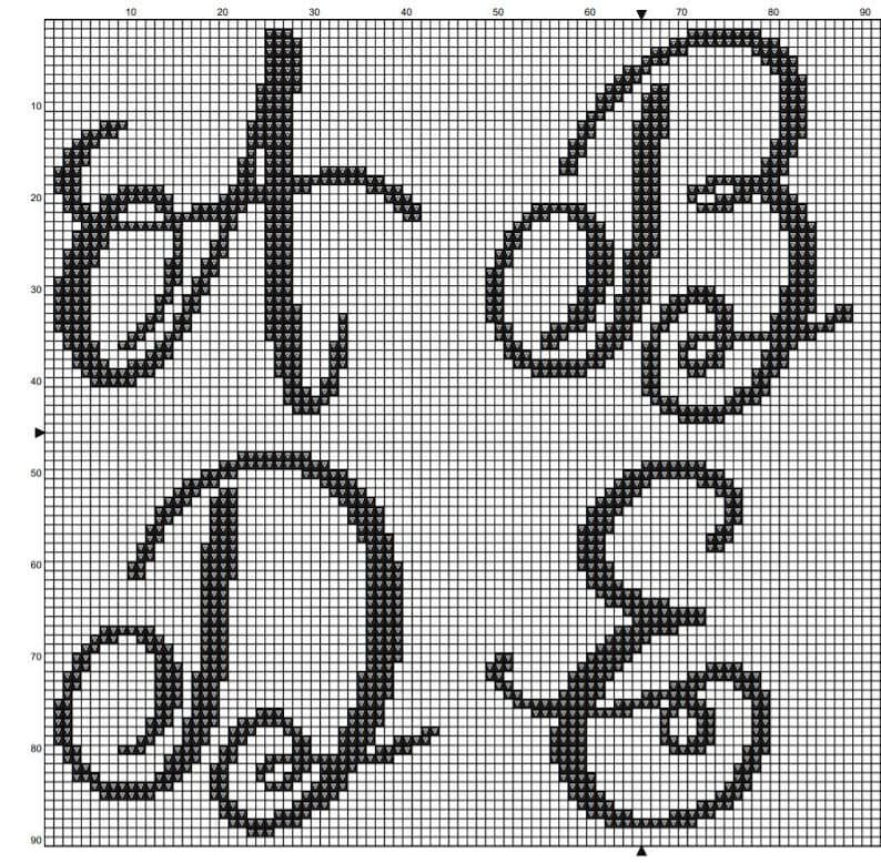 Alphabet Cross Stitch Pattern Calligraphy Font Letters Cross - Etsy