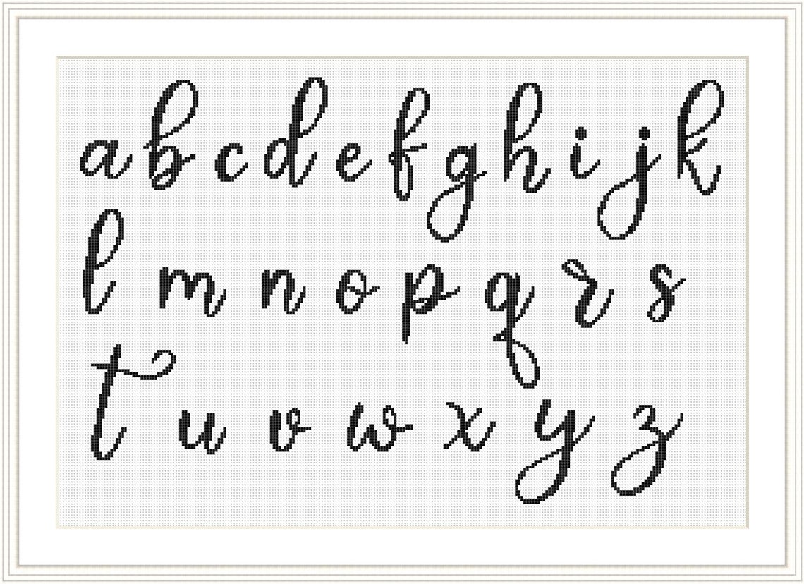 Alphabet Cross Stitch Pattern Calligraphy Font Letters Cross - Etsy