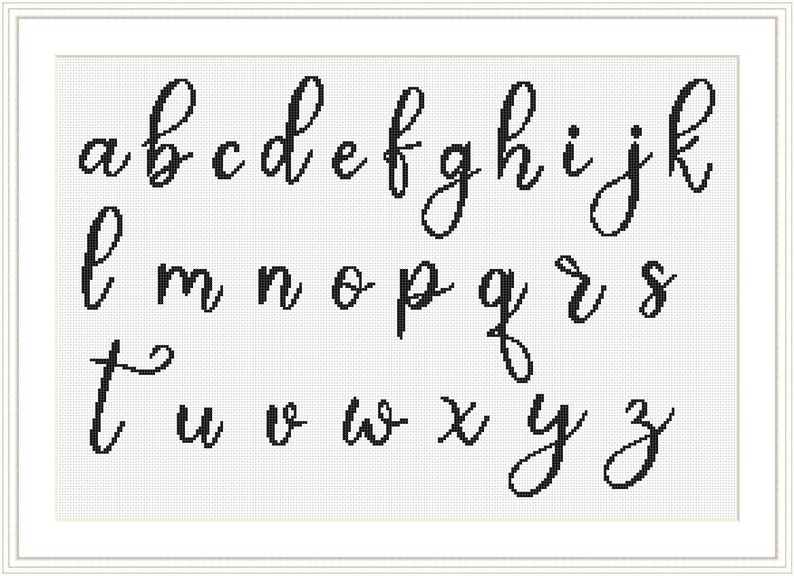Alphabet Cross Stitch Pattern Calligraphy Font Letters Cross - Etsy