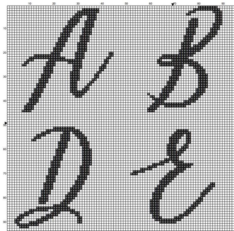 Alphabet Cross Stitch Pattern Calligraphy Font Letters Cross - Etsy