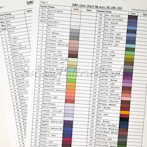 DMC Floss Color Chart PDF Download File DMC Threads Color Shade Chart ...