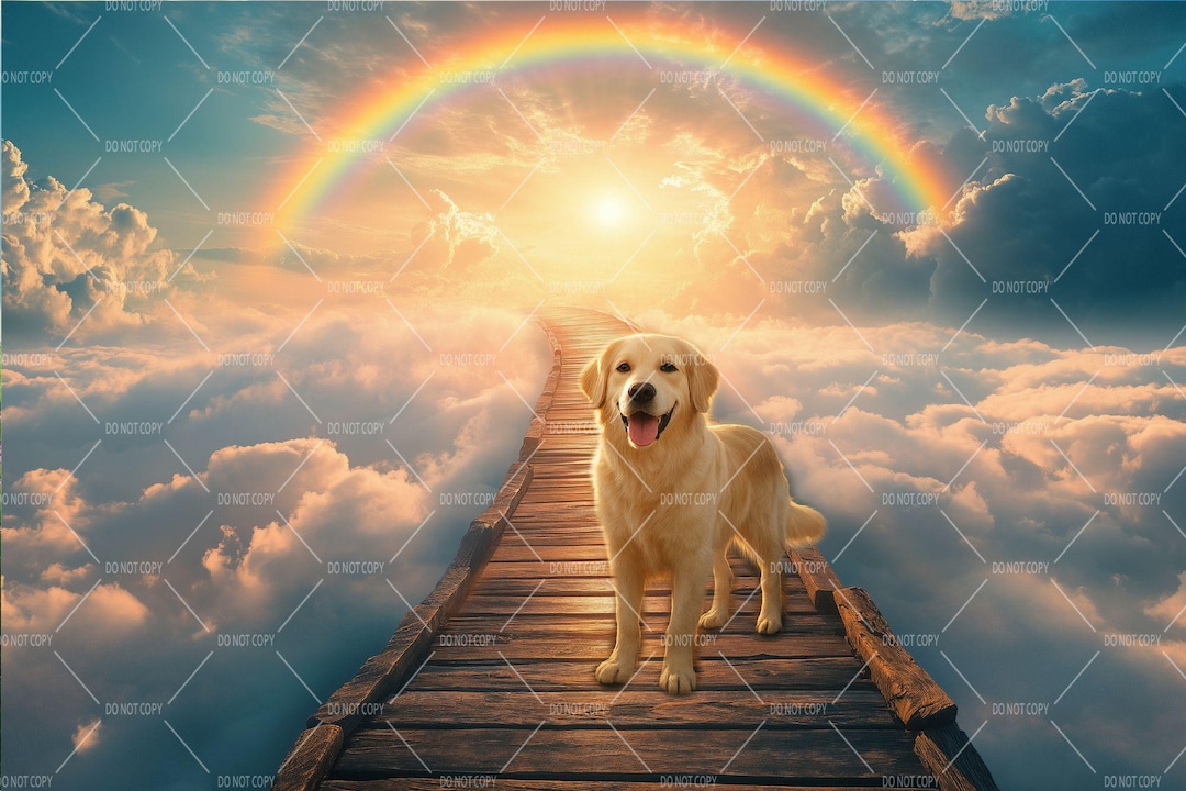 Rainbow Bridge Digital Backdrop, Pets Memorial Background, Pet Loss ...