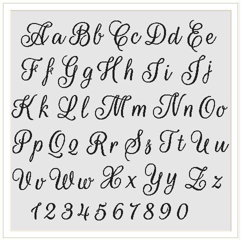 Alphabet Cross Stitch Pattern Calligraphy Font Text Cross Stitch Chart ...