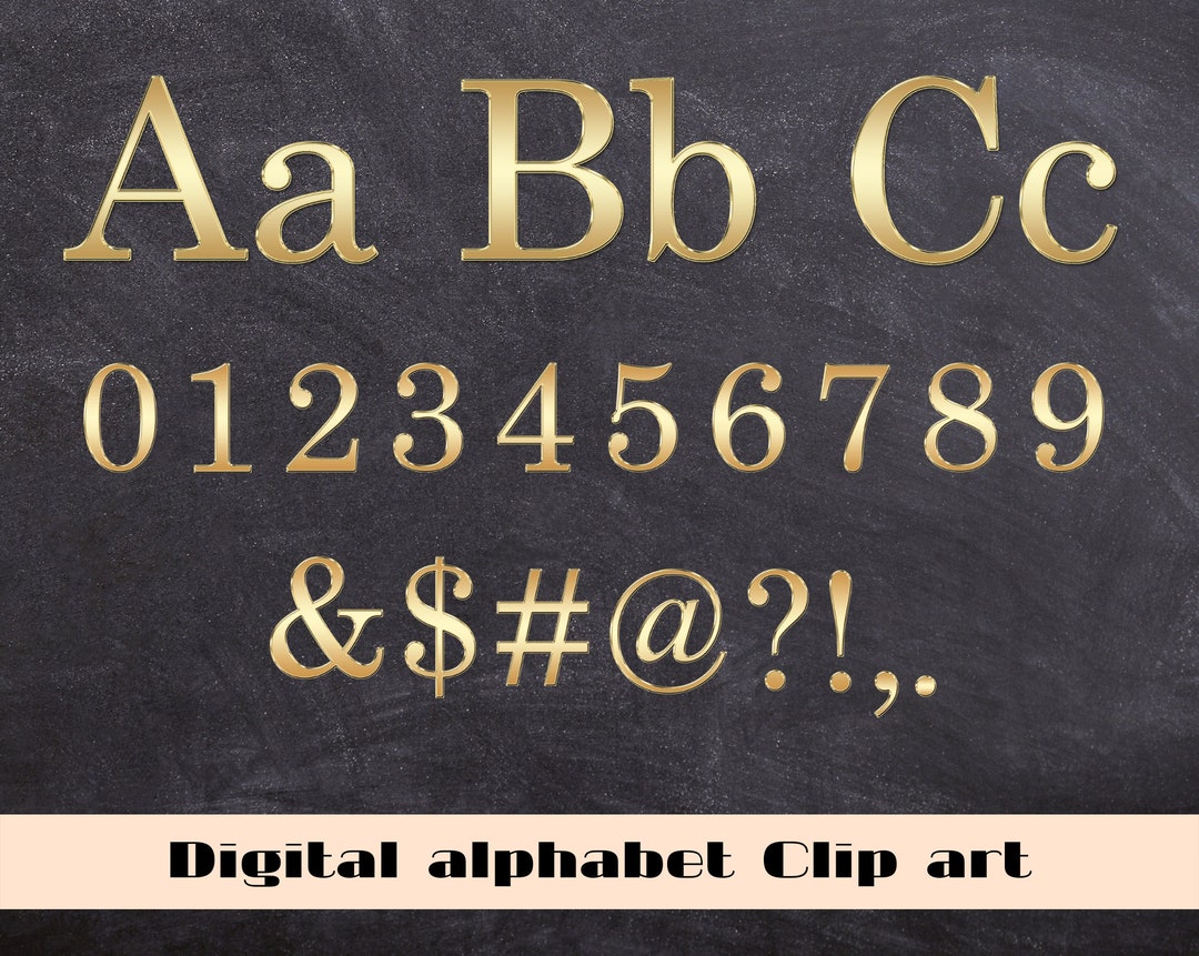 Gold Letters Numbers Symbols Png Files, Digital Alphabet Clip Art, Gold ...