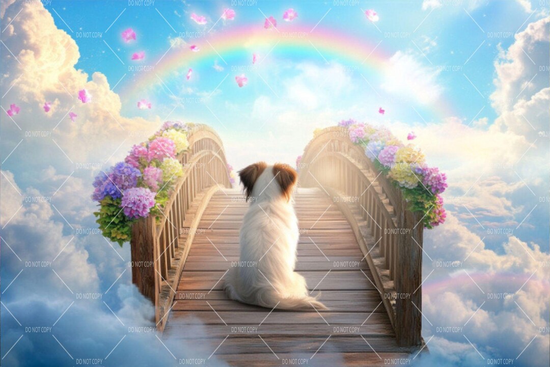 Rainbow Bridge Digital Backdrop, Pets Memorial Background, Pet Loss ...
