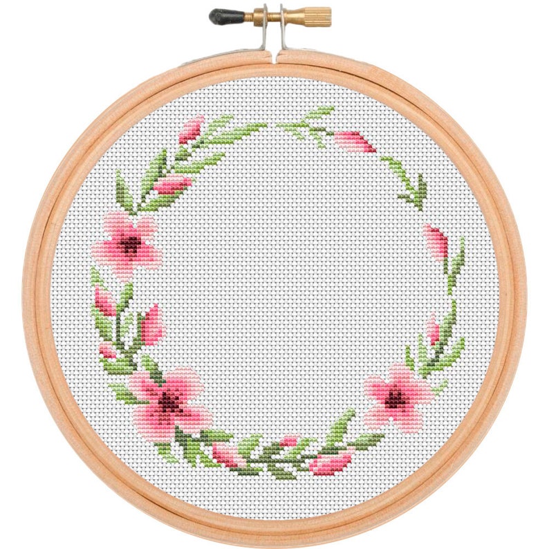 Floral Wreath Cross Stitch Pattern PDF Modern Xstitch Chart - Etsy