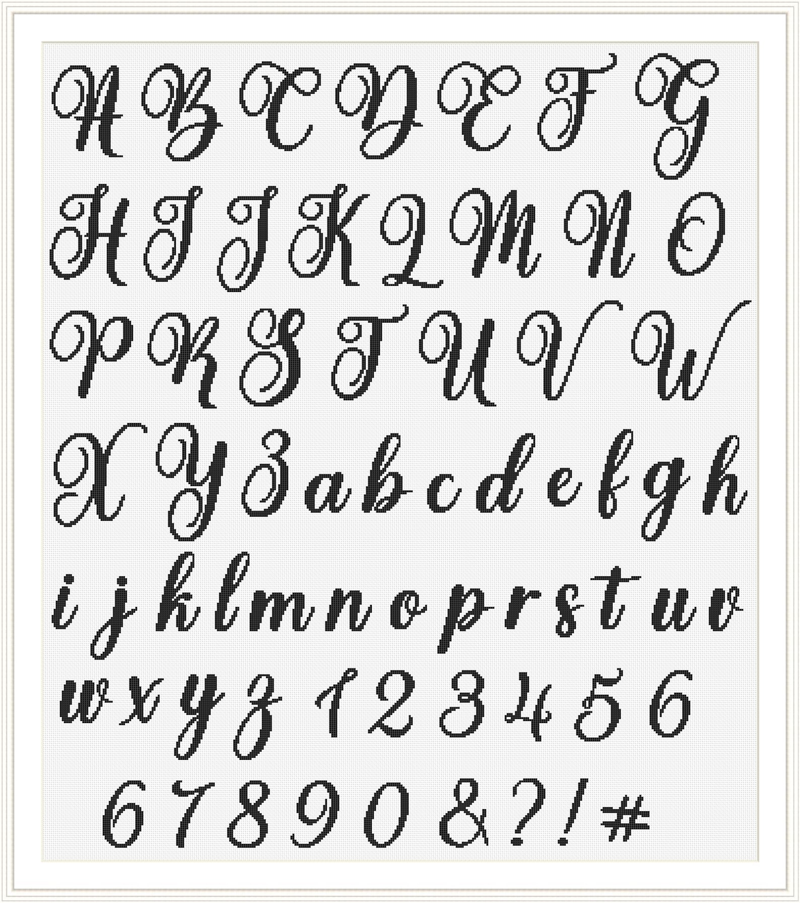 Alphabet Cross Stitch Pattern Calligraphy Font Letters Cross - Etsy