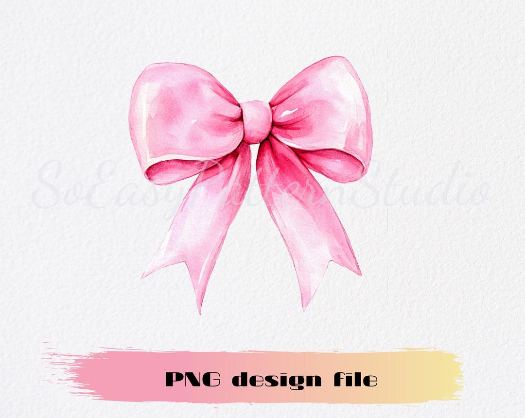 Pink Pastel Coquette Ribbon Bow Watercolor PNG Cute Light Pink Bow ...
