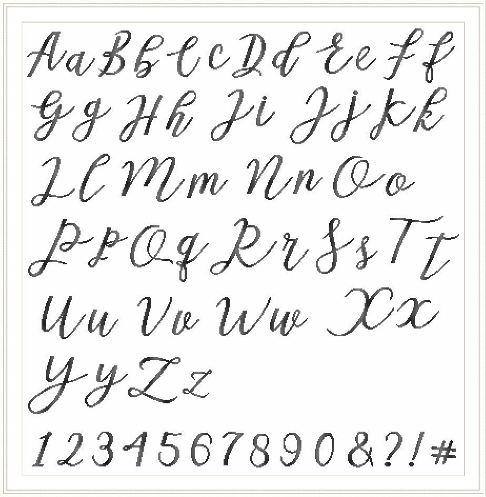 Alphabet Cross Stitch Pattern Calligraphy Font Letters Cross - Etsy