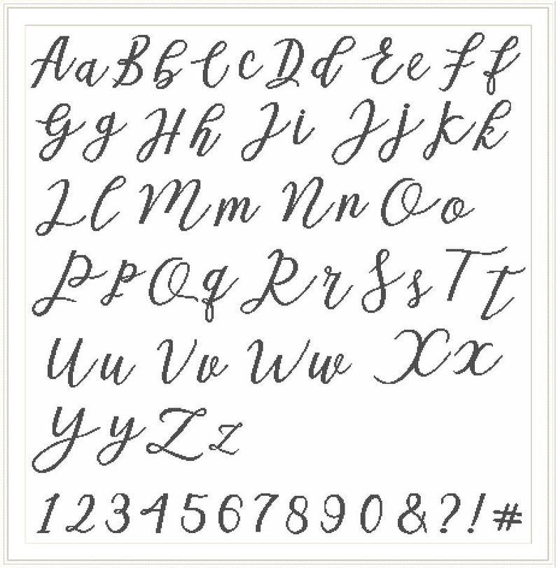 Alphabet Cross Stitch Pattern Calligraphy Font Letters Cross - Etsy