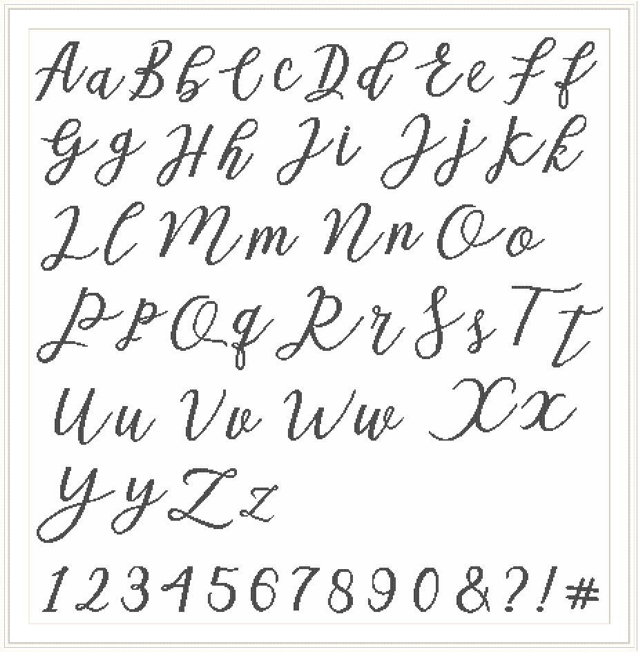 Alphabet Cross Stitch Pattern Calligraphy Font Letters Cross - Etsy