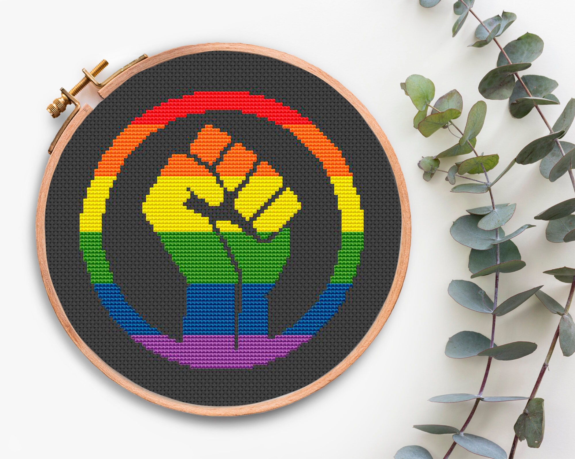Cross Stitch Pattern Intersectional Flag Blm/lgbtq Cross - Etsy
