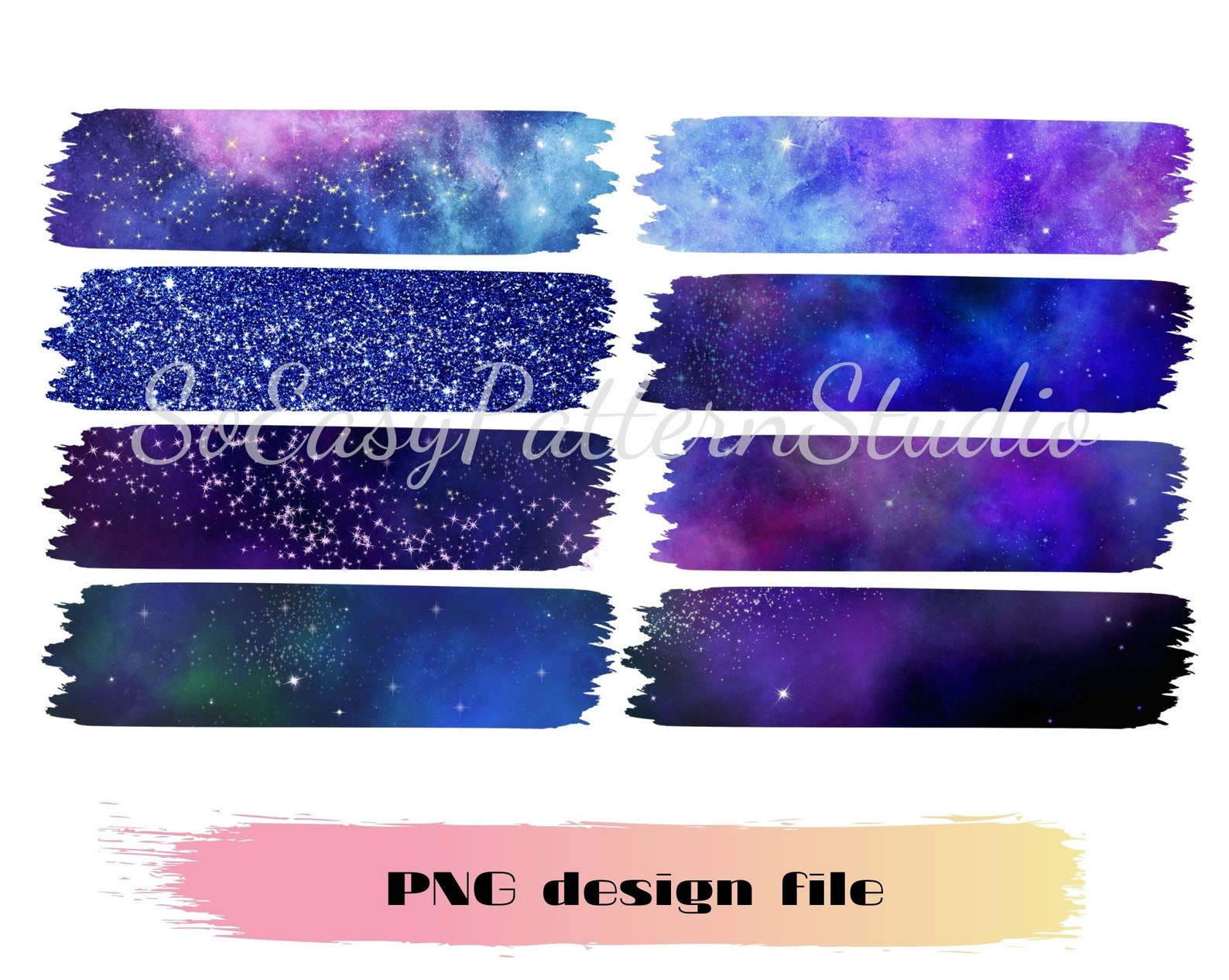 Galaxy Brush Stroke Bundle Png Files for Sublimation Starry - Etsy