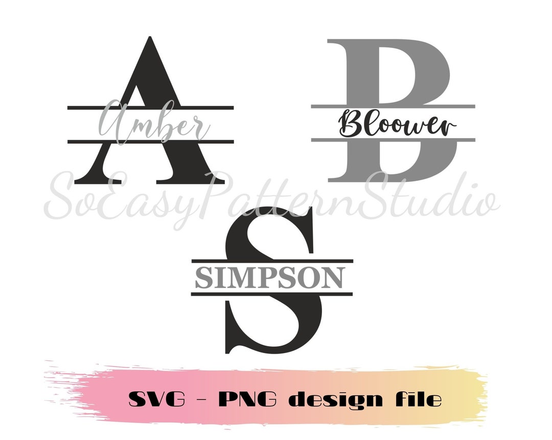 Split Monogram Alphabet A-Z, Monogram Letter SVG, Last Family Name Svg ...