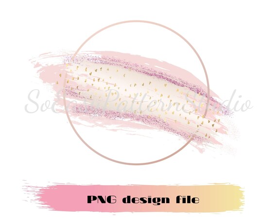 Pink Brush Strokes With Circle Clipart Png Glitter Circle | Etsy