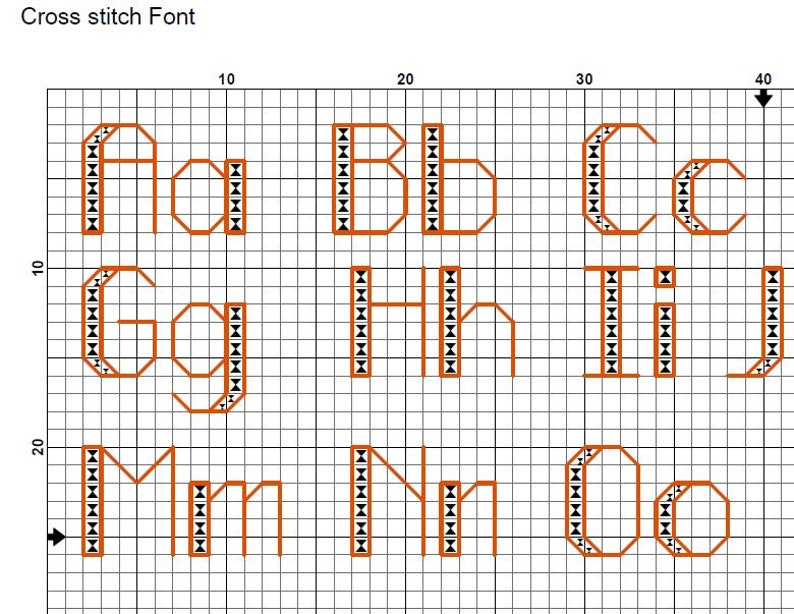Alphabet Cross Stitch Pdf Pattern Letters Cross Stitch Chart Backstitch ...