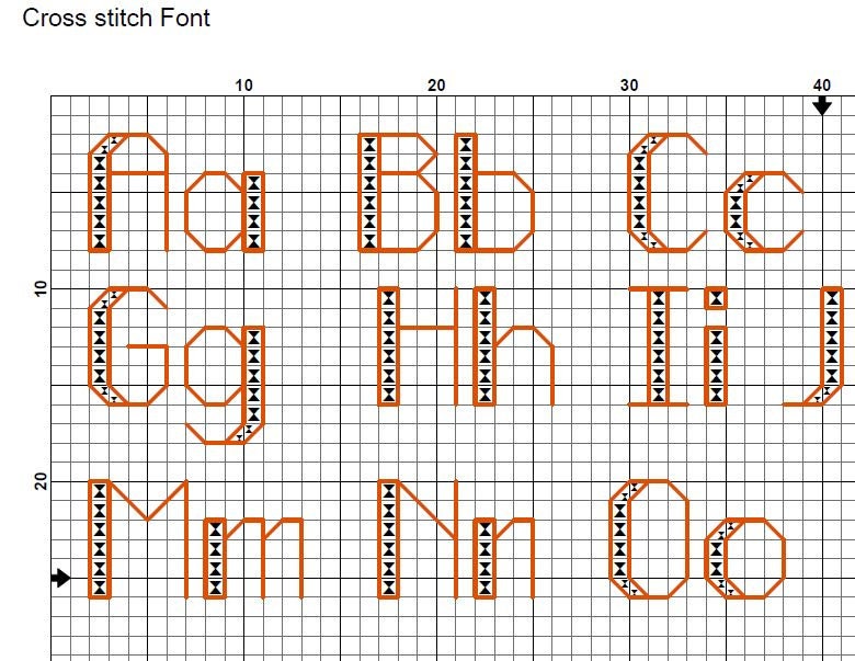 Alphabet Cross Stitch Pdf Pattern Letters Cross Stitch Chart Backstitch ...