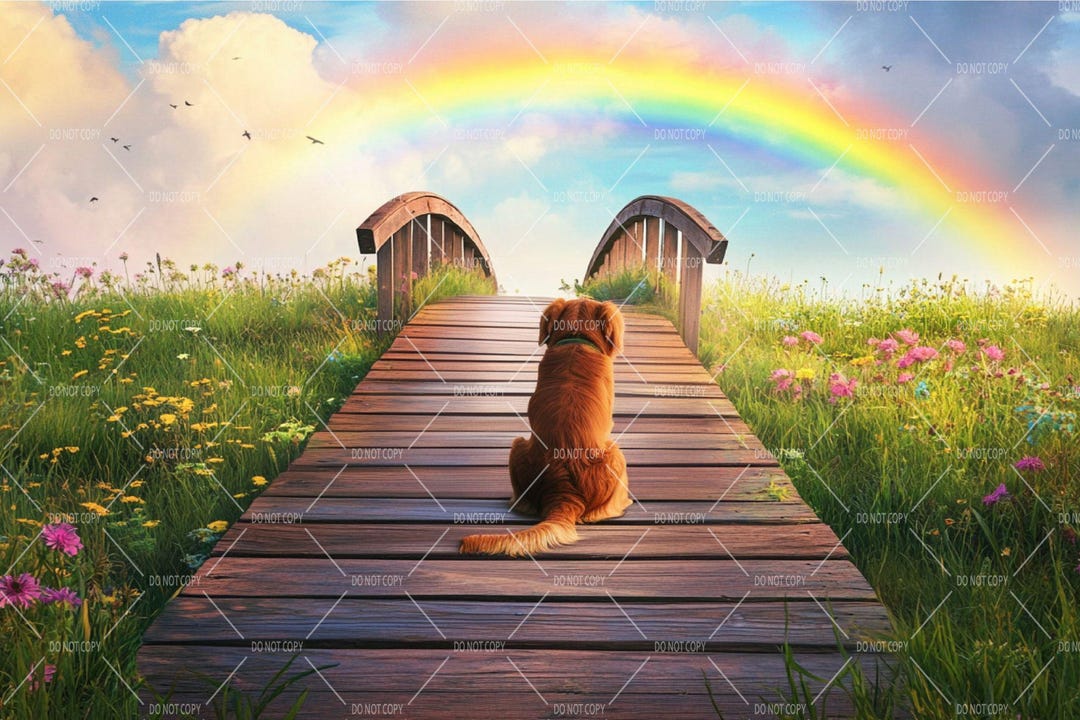 Rainbow Bridge Digital Backdrop, Pets Memorial Background, Pet Loss ...