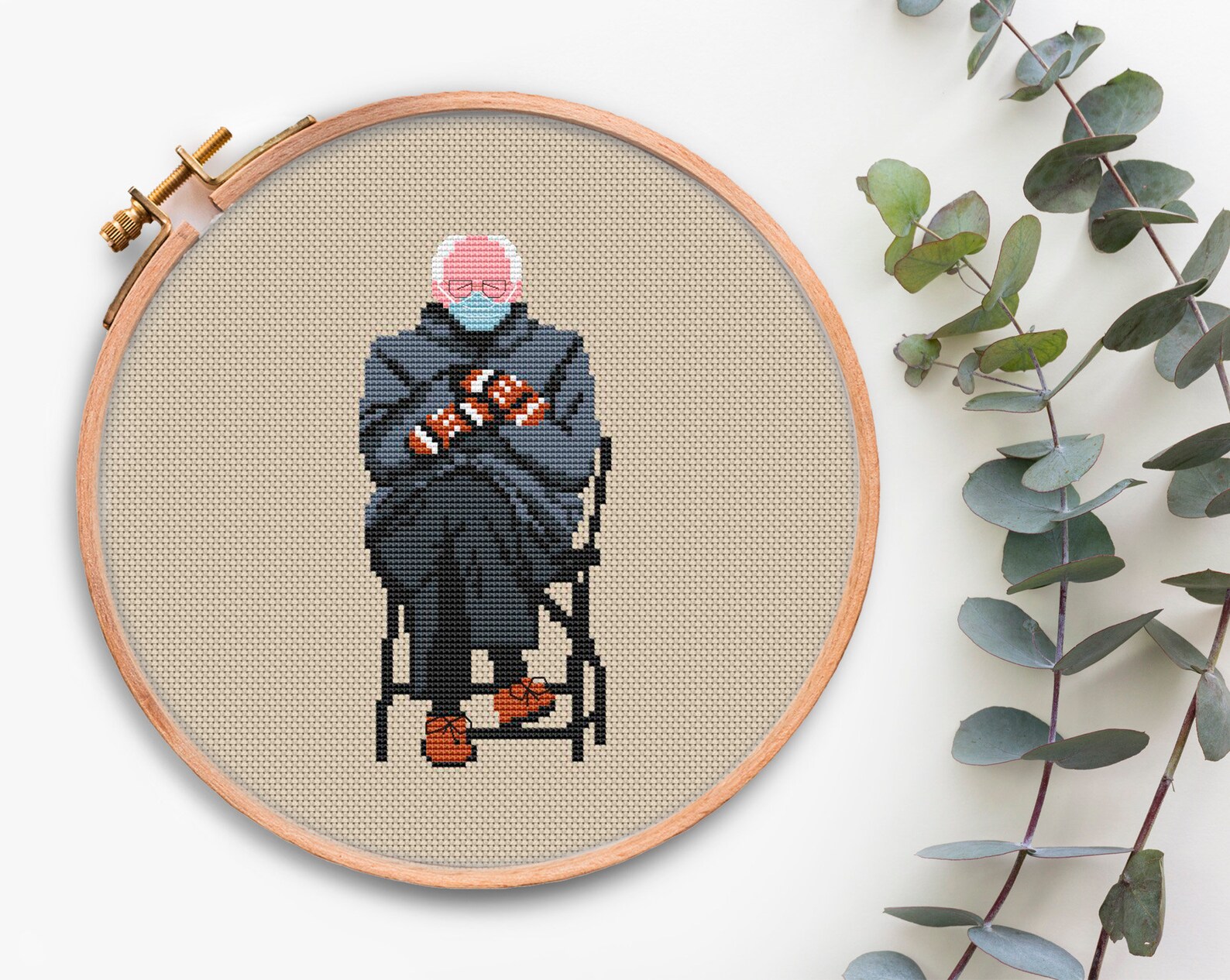 Bernie Sanders Cross Stitch Pattern Bernie Mittens Inauguration Modern ...