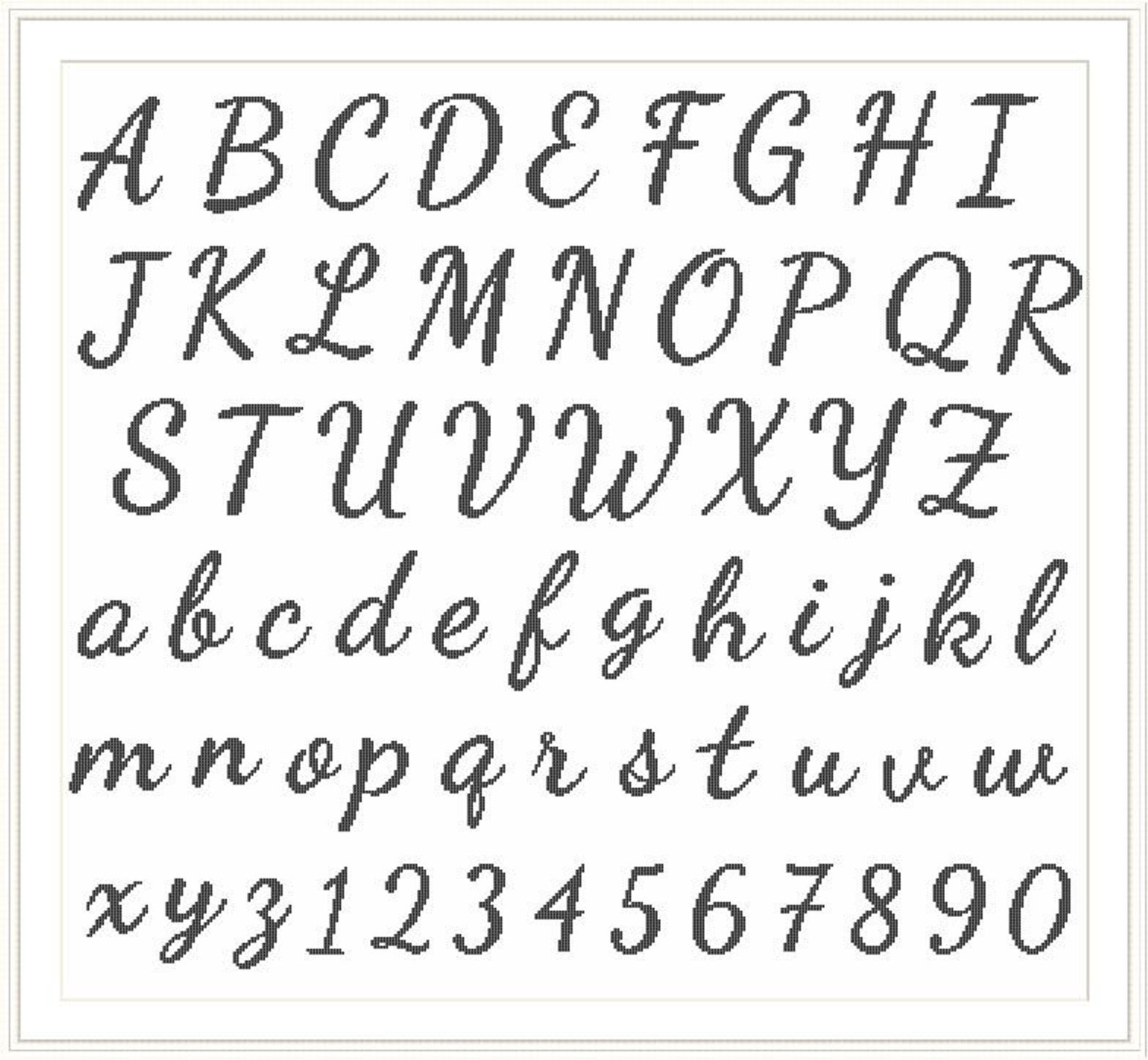 Alphabet Cross Stitch Pattern Calligraphy Font Letters Cross Stitch Pdf ...