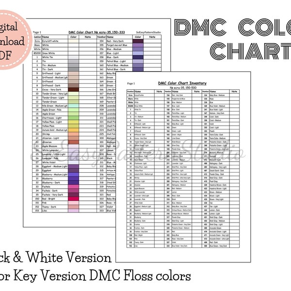 Dmc Floss Color Chart - Etsy