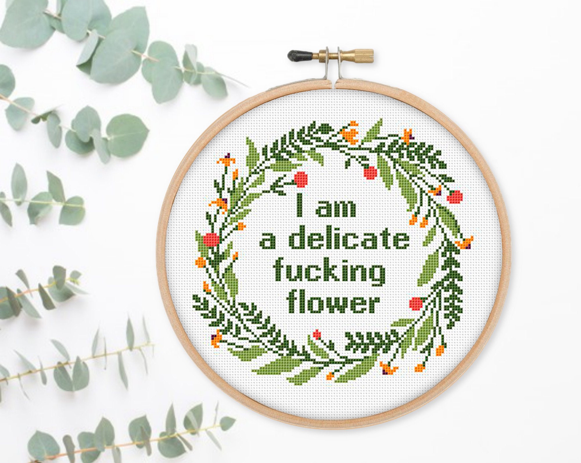 Cross Stitch Pattern I Am A Delicate Fucking Flower Subversive Counted ...