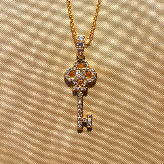 Buy 24k Gold Filled Key Necklace Dainty Gold Necklace Crystal Necklace Gold Filled Necklace Pendant Necklace Gold Filled Jewelry Online in India Etsy