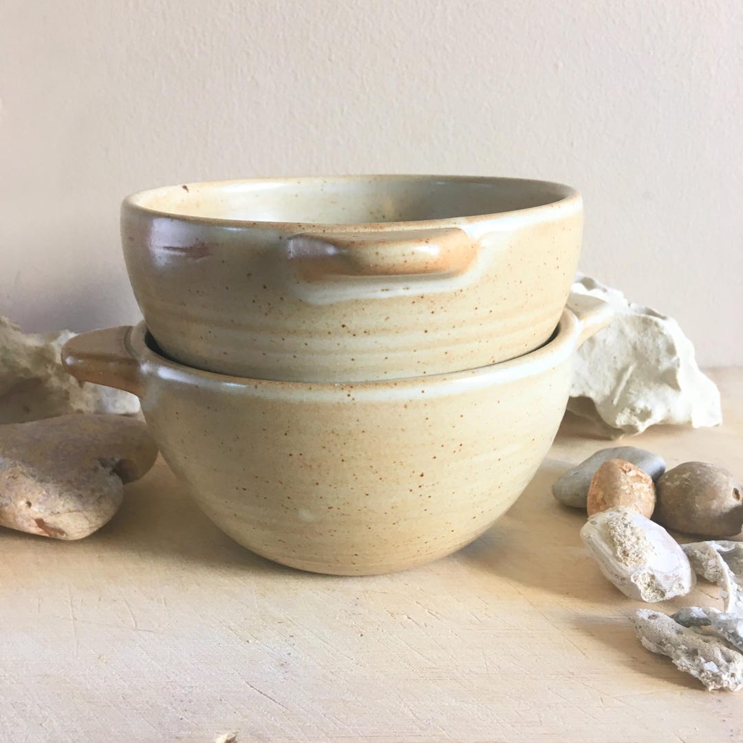 Vintage French Gres Village France CNP Set 2 Breakfast Bowls in Beige ...