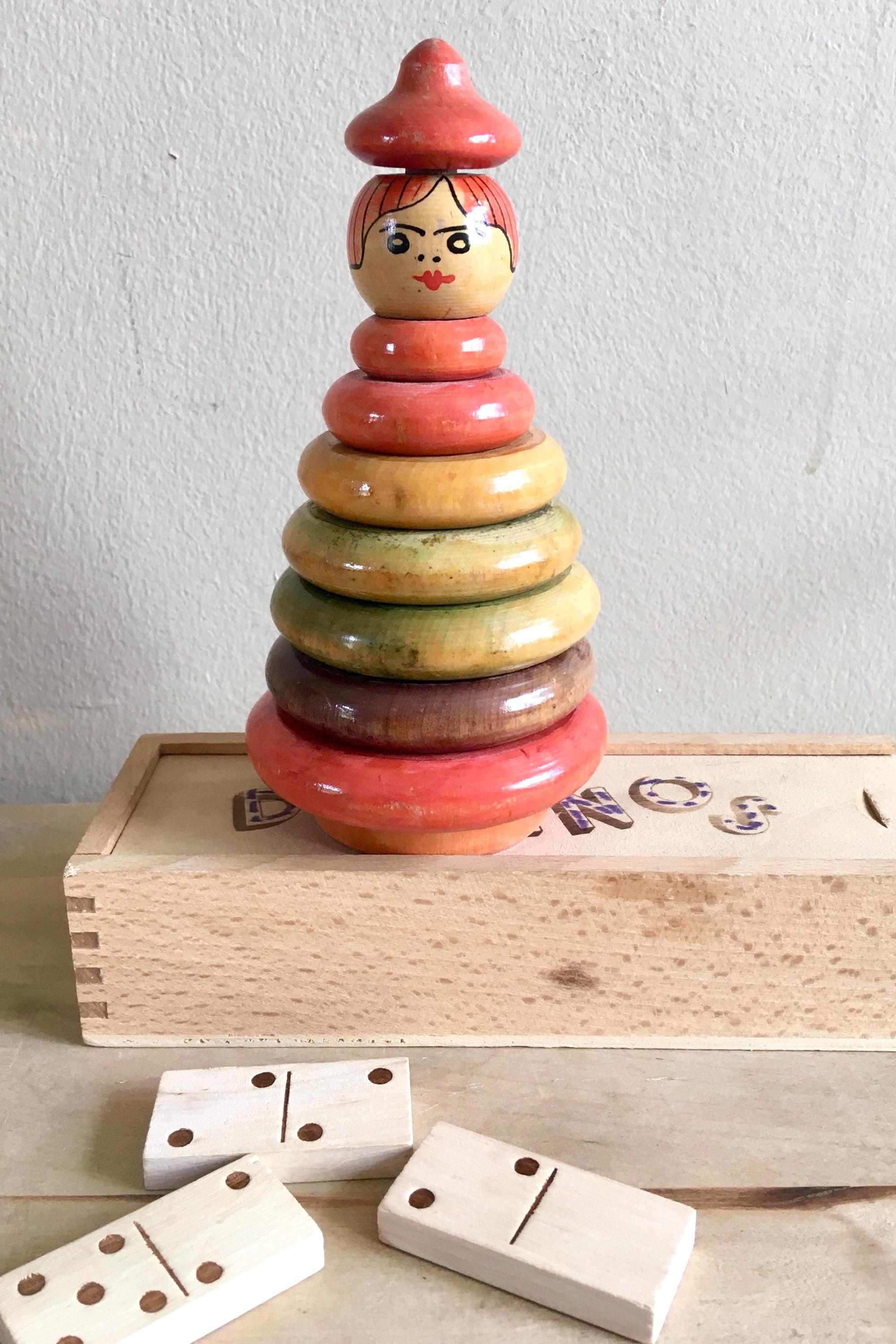 Vintage Wooden Stacking Doll Toy 1960s - Etsy