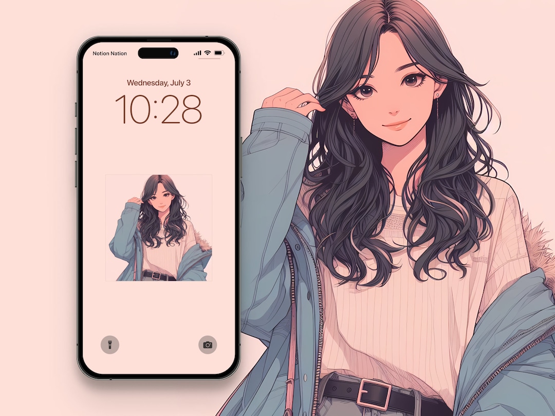 4K Mobile Wallpaper: Notion Girl 005078 - Etsy