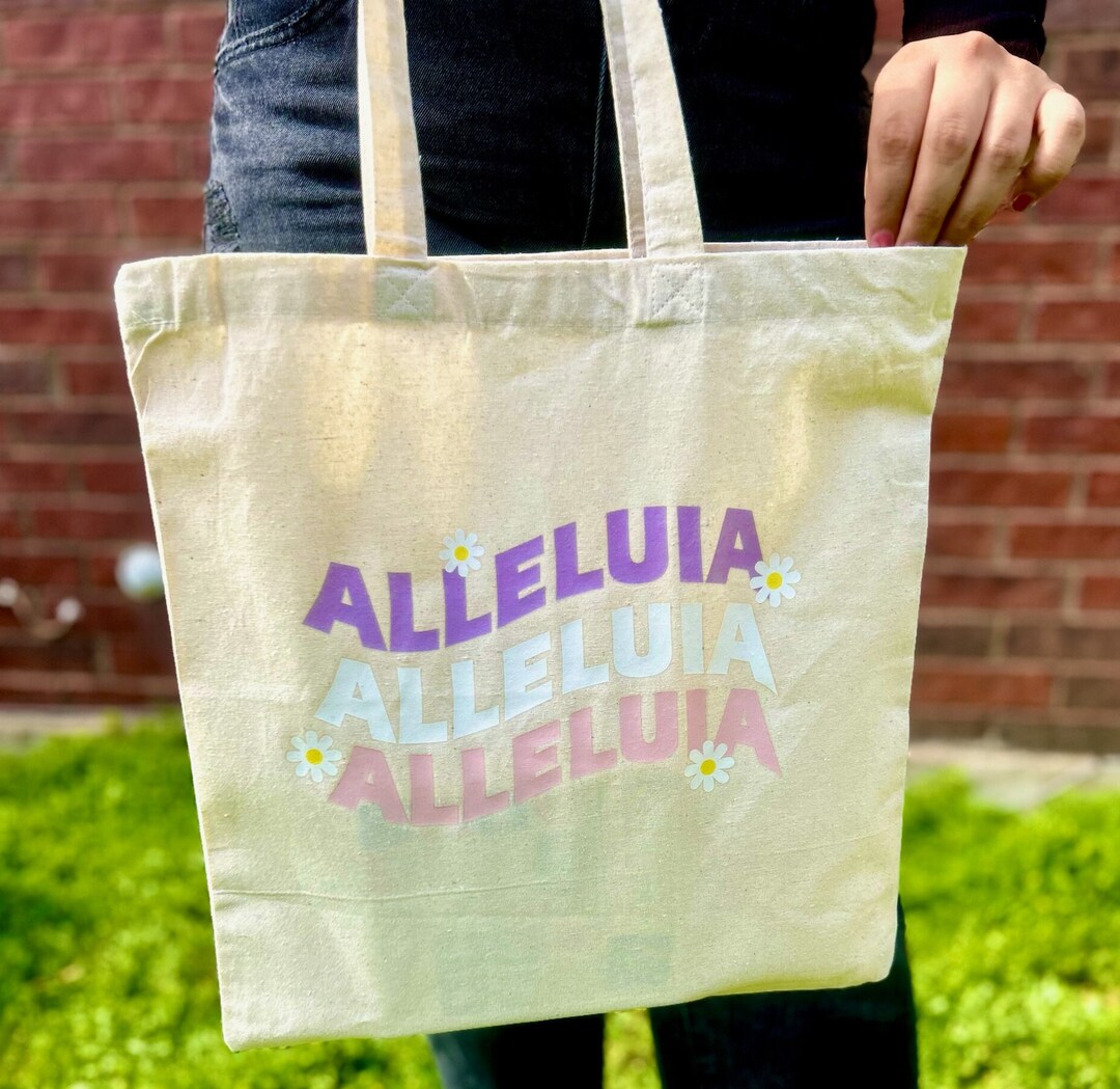 Alleluia Alleluia Alleluia Natural Color Tote Bag Catholic Tote Bag ...