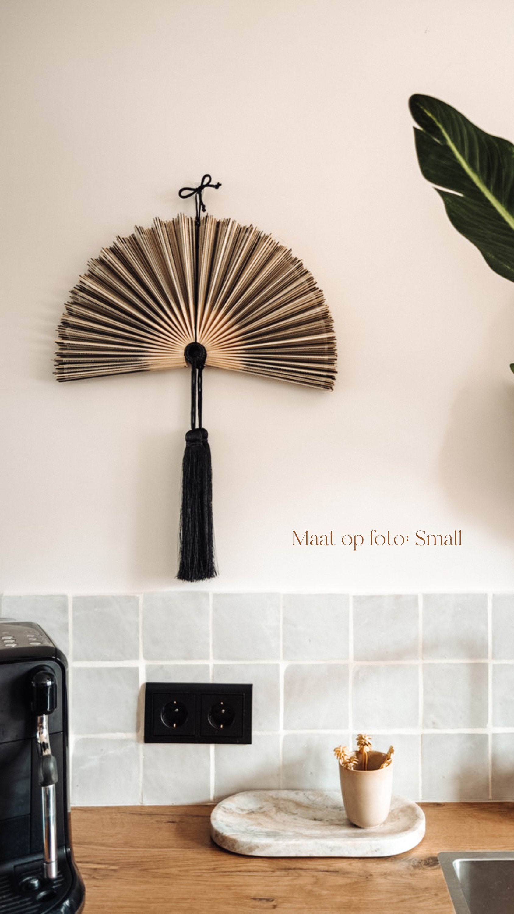 Bamboe waaier naturel Bamboo wanddecoratie Wanddecoratie waaier met ...