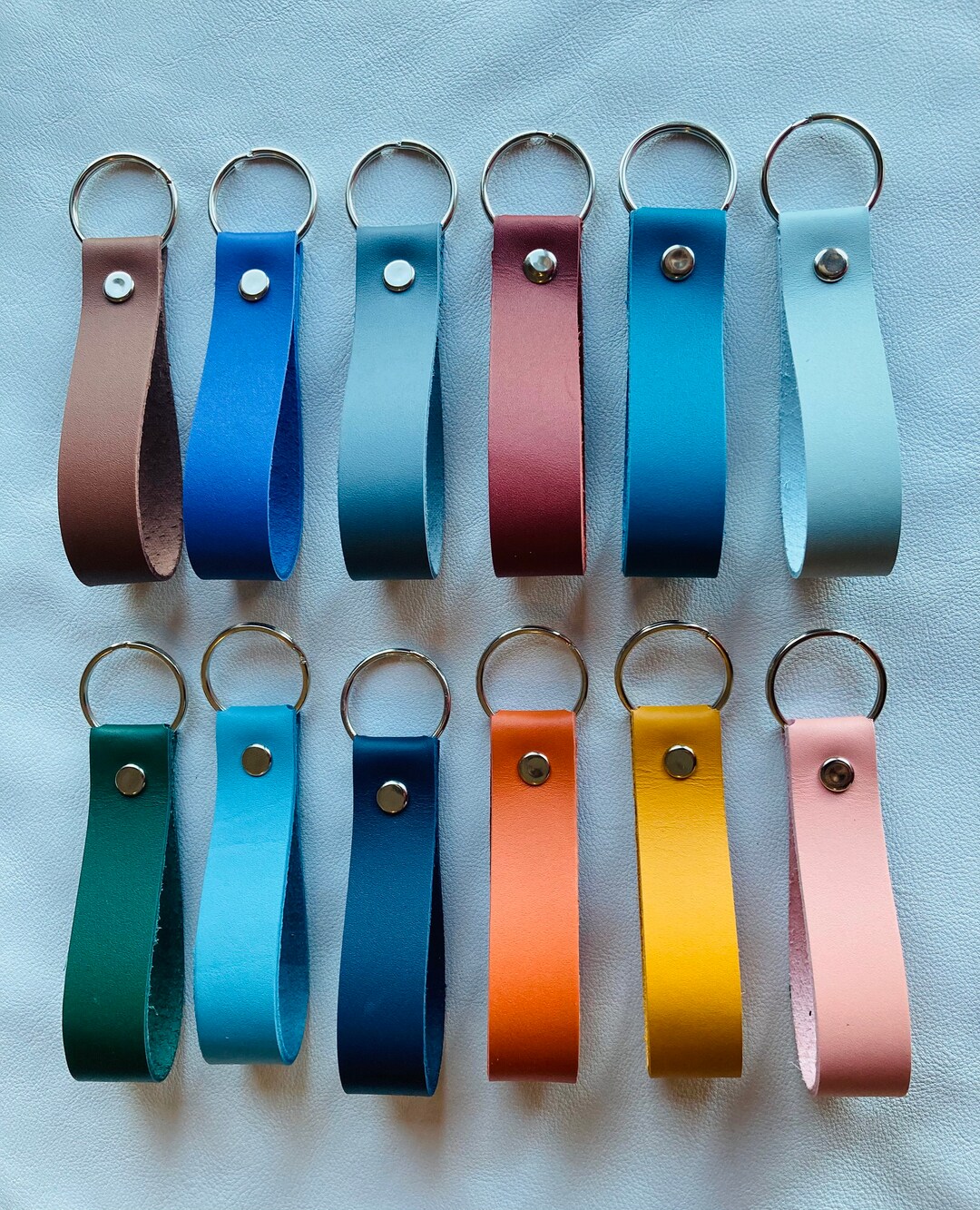 Leather Keychain, Silver-metal Buckle Handmade Genuine Leather, Key ...
