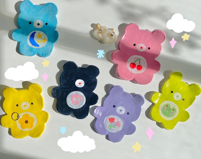 Preorder:rainbow Bears Cute Ceramic Jewelry Dish,cute Catch All,funky ...