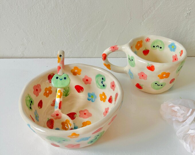 PREORDER: Froggy's Garden Breakfast Set-frog Mug,frog Stuff,cute ...