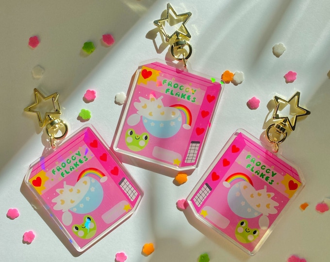Cute Acrylic Keychain // Illustrated Keychain Cute Frog - Etsy