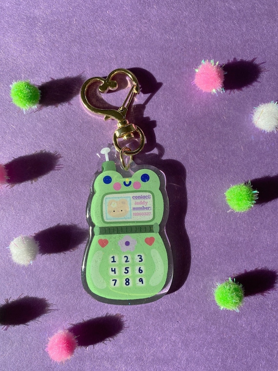 Froggy Flip Phone Acrylic Keychain-acrylic Keychaincute Frog - Etsy