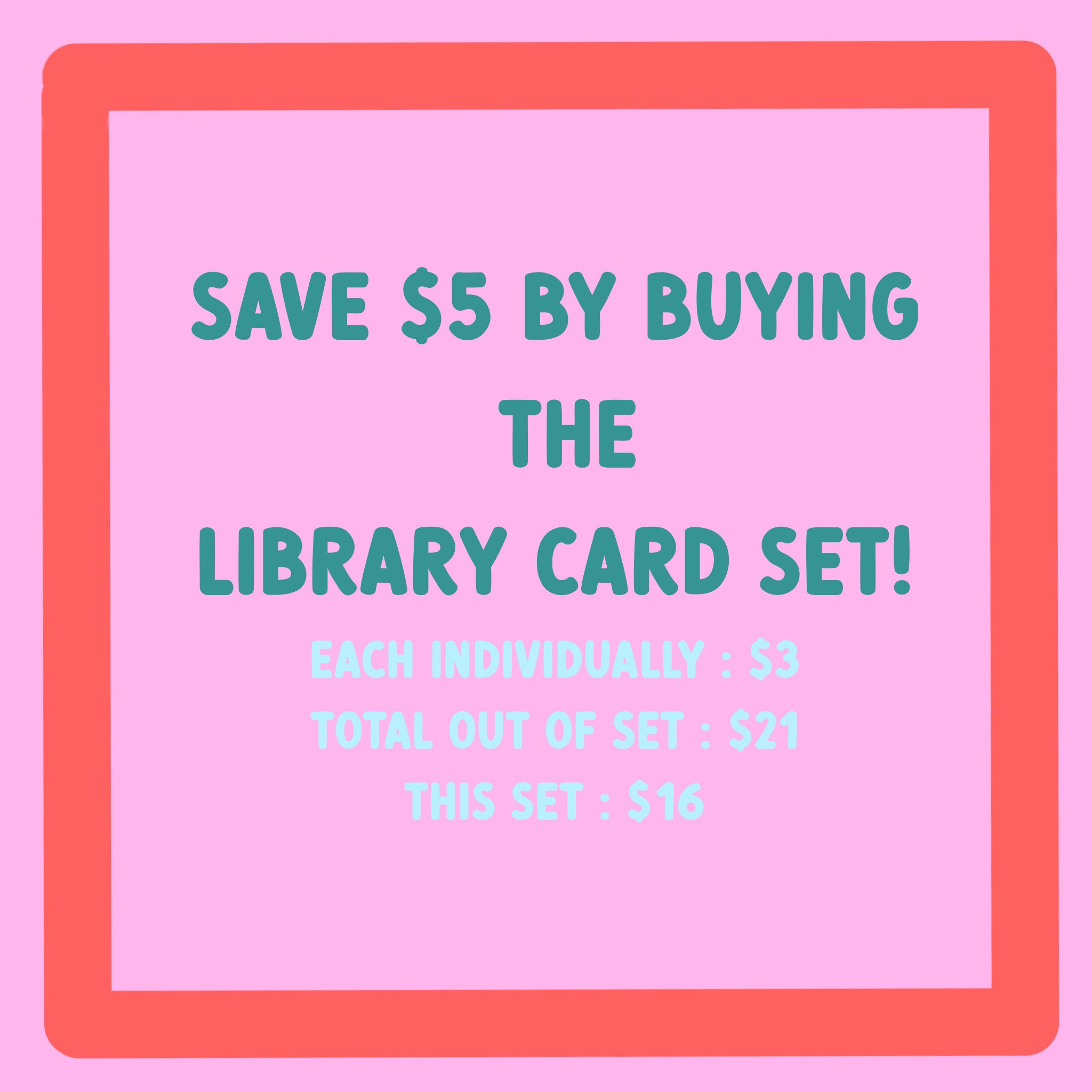 The Library Card Set-library Card Sticker-library - Etsy