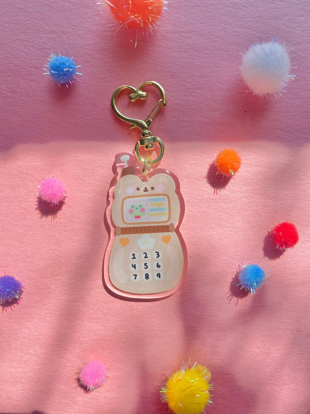 Beary Flip Phone Acrylic Keychain-acrylic Keychain,cute Bear Keychain ...