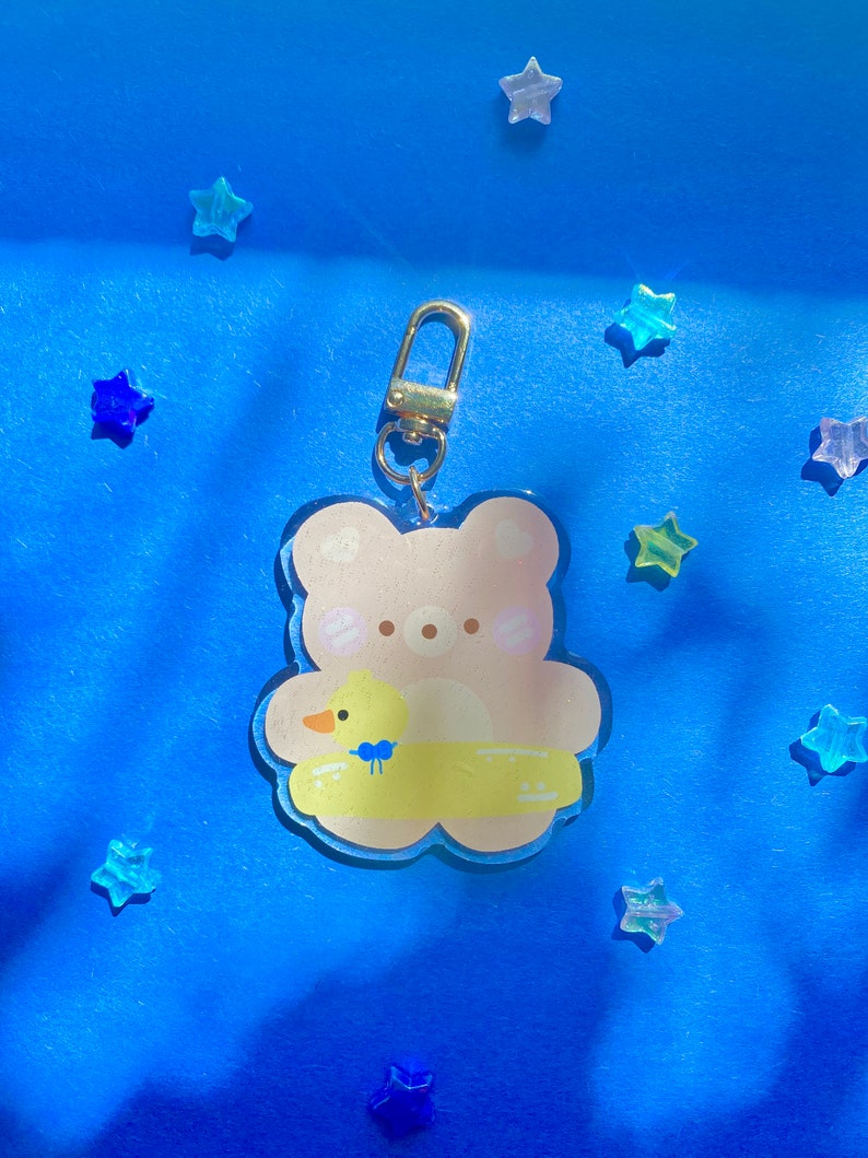 Bear & Rubber Ducky Duo Keychain-cute Bear Keychain,bear Keychain,cute ...